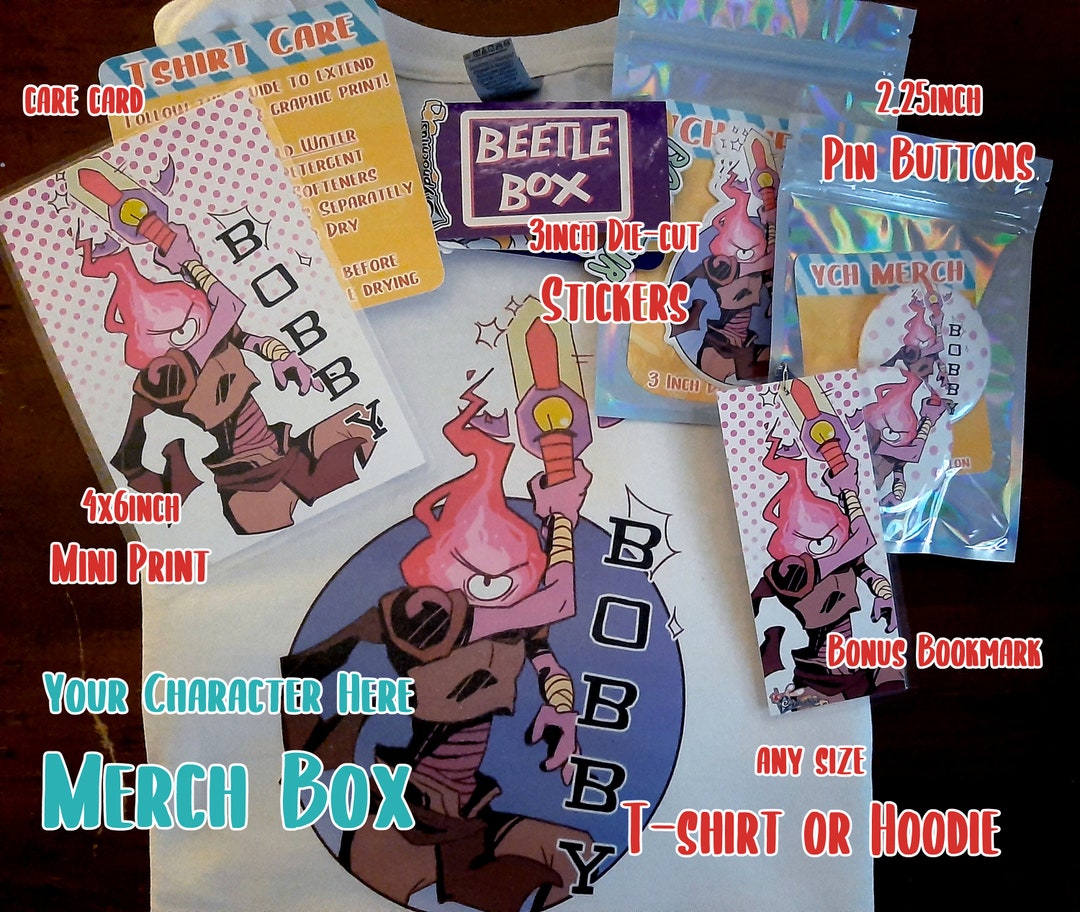 CUSTOM MERCH COMMISSIONS Stickers, Buttons, and Apparel your Character ...