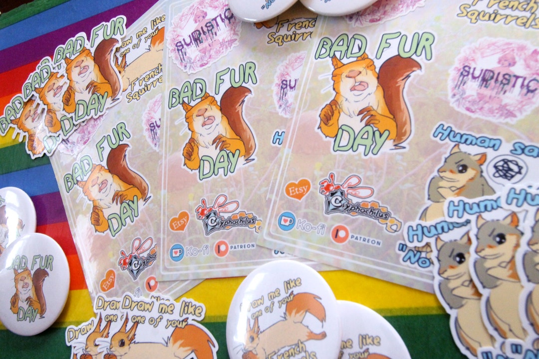Silly Squirrels Matching Merch Bundle sticker Sheet, Pin Buttons, Die ...