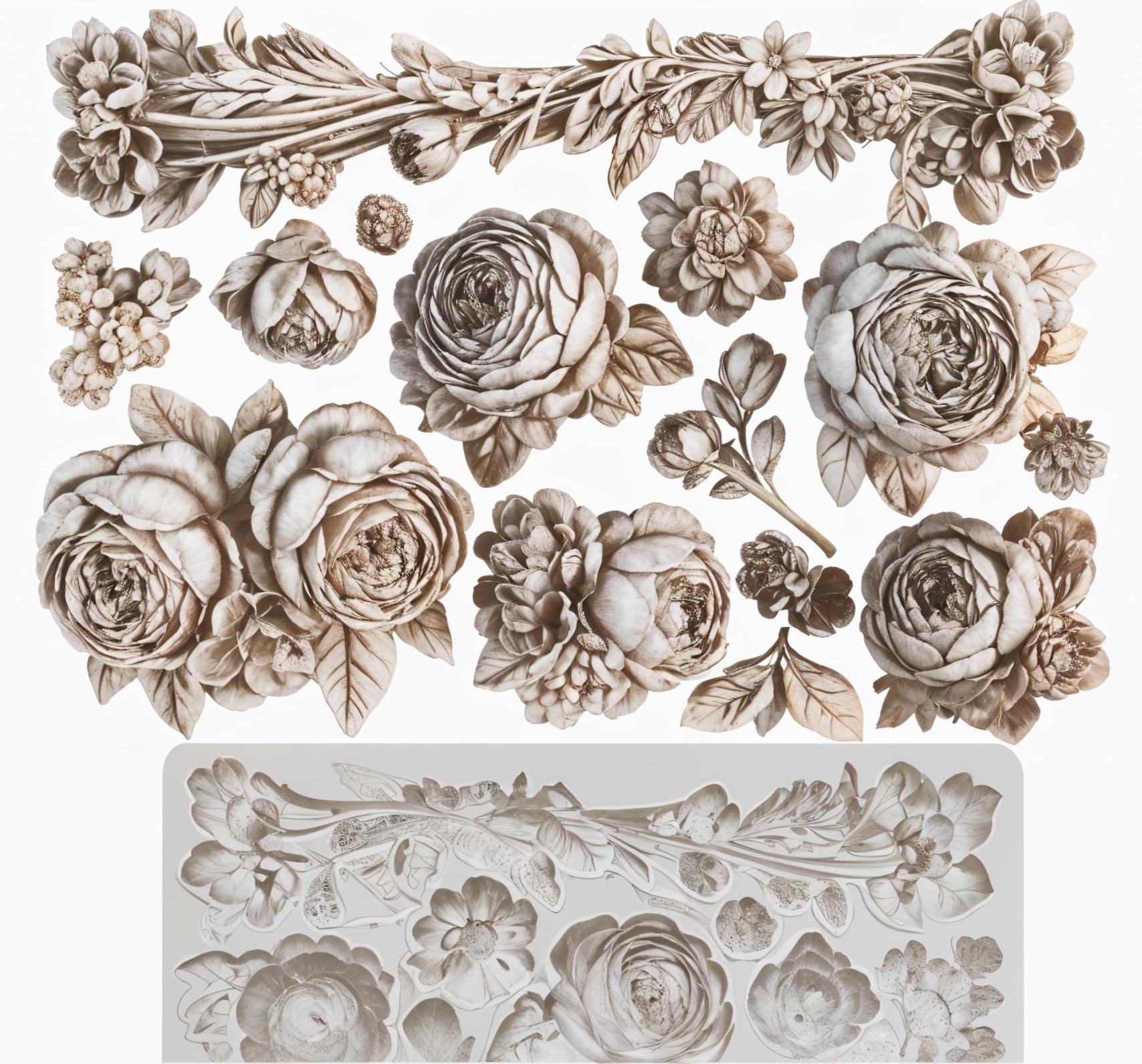 Roses Bas Relief Silicone Mold - Etsy