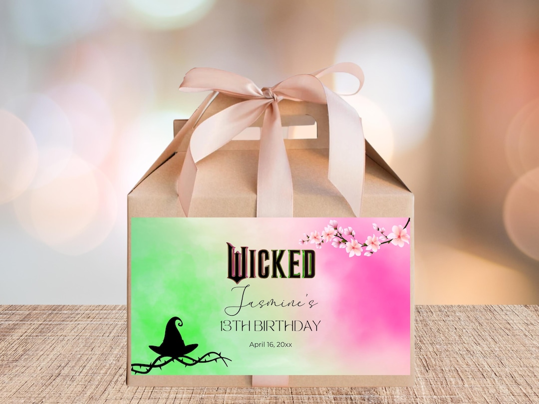 Wicked Birthday Gable Box Label, Wicked Birthday Party Favor, Wicked ...