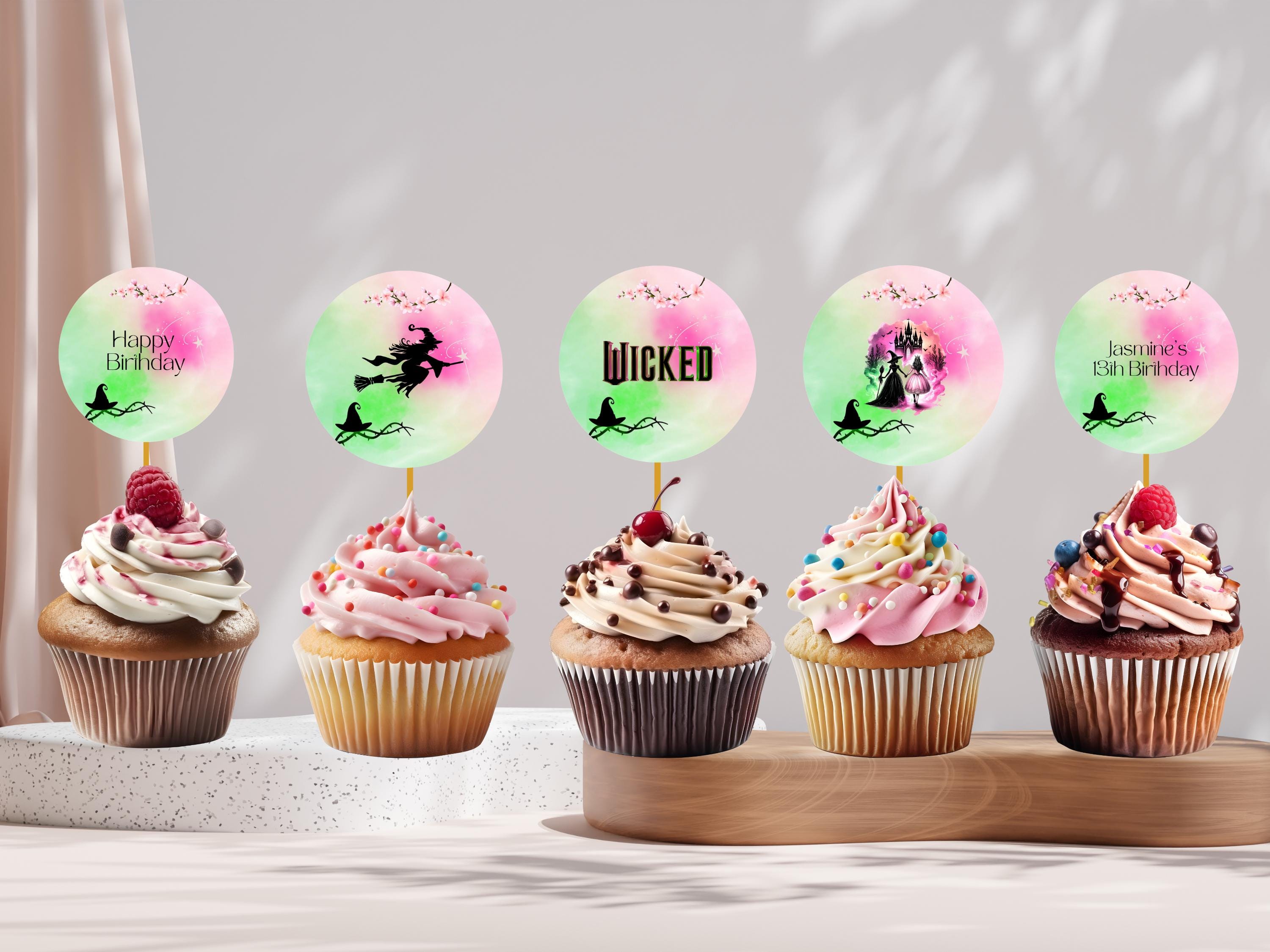 Wicked Birthday Cupcake Toppers Label, Wicked Birthday Party Decor ...