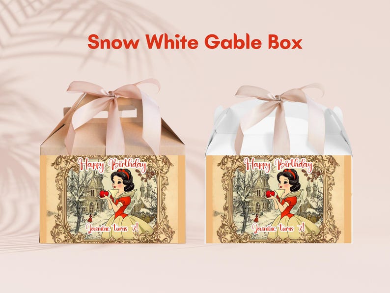 Snow White Birthday Gable Box Label | Snow White Birthday Party Favor ...