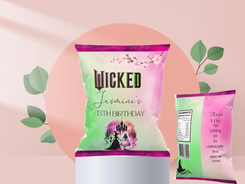 Wicked Birthday Chip Bag Template | Wicked Theme Birthday Chip Bag ...
