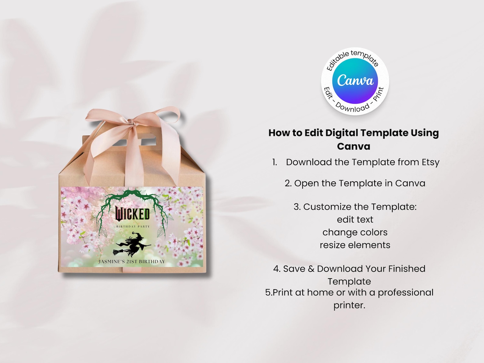 Wicked Birthday Gable Box Label, Wicked Birthday Party Favor, Wicked ...