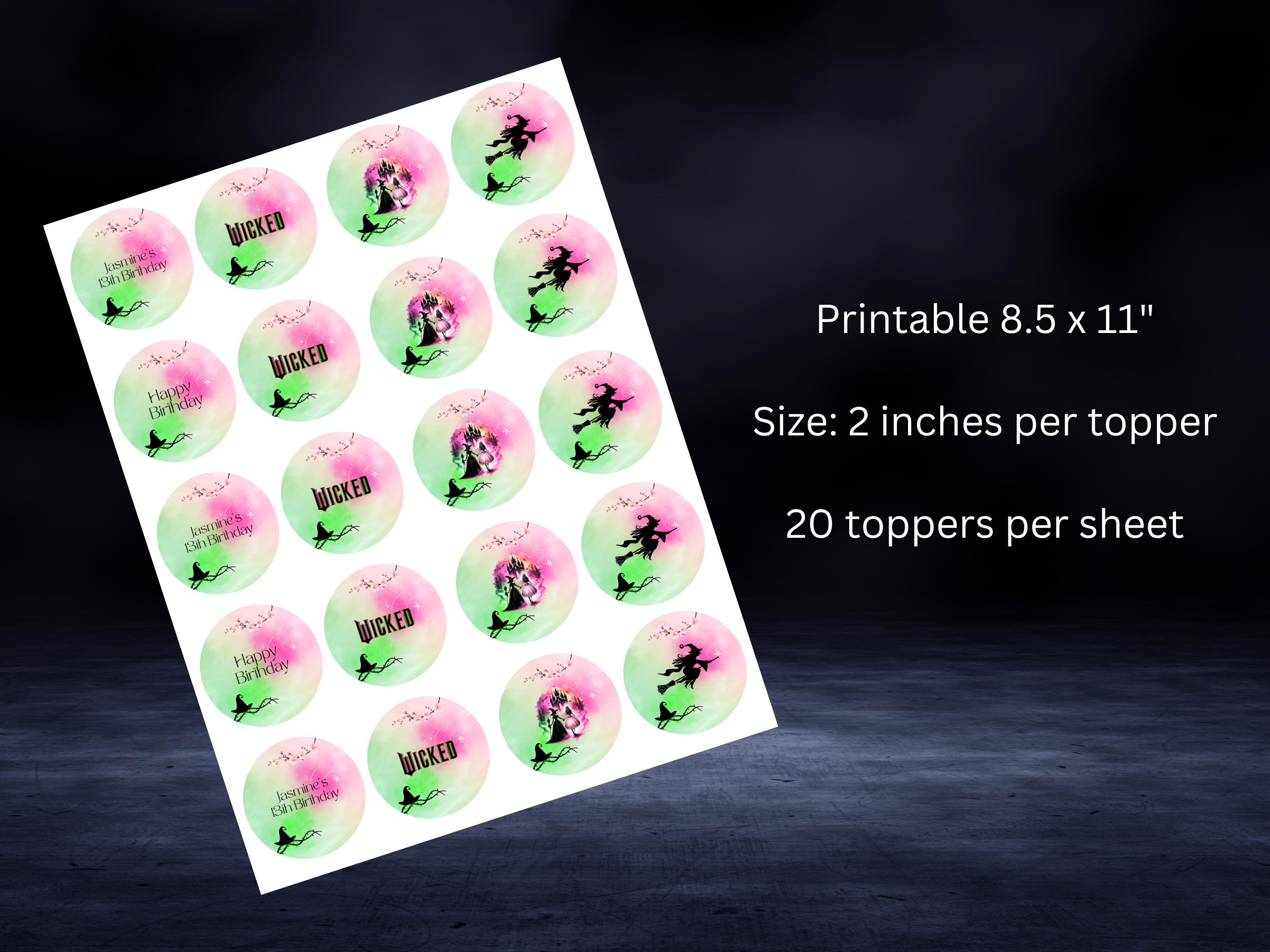 Wicked Birthday Cupcake Toppers Label, Wicked Birthday Party Decor ...