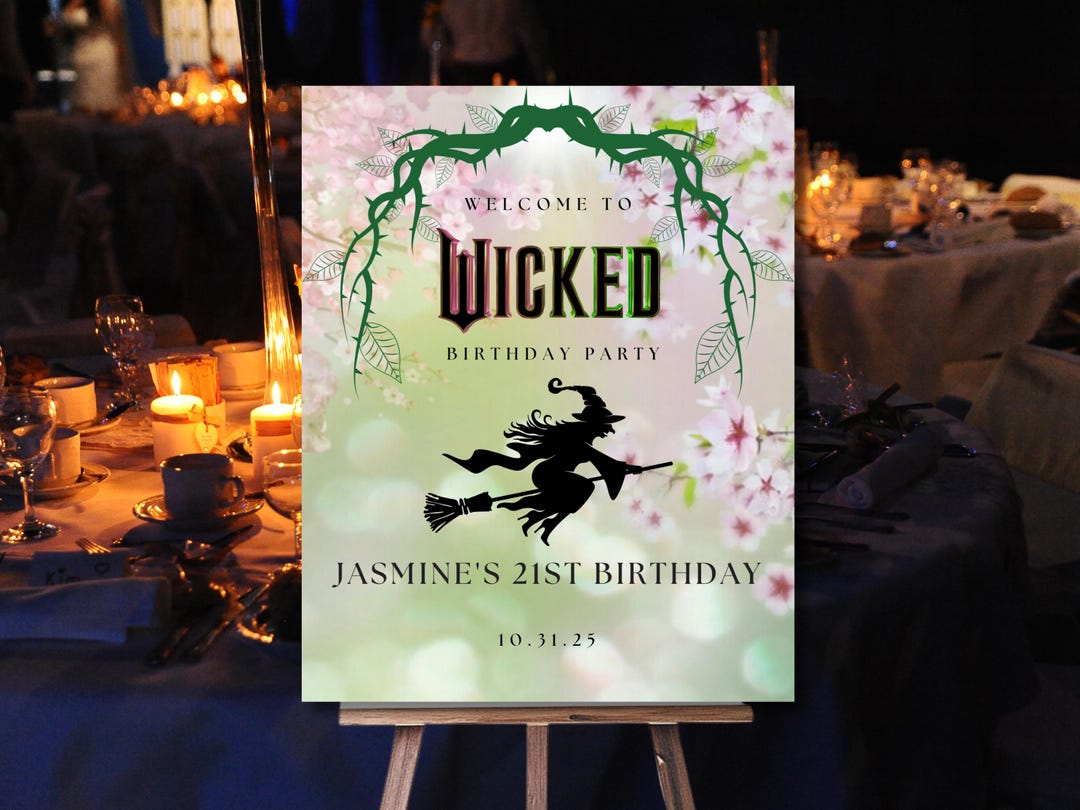 Wicked Birthday Welcome Sign, Wicked Theme Birthday Welcome Sign ...