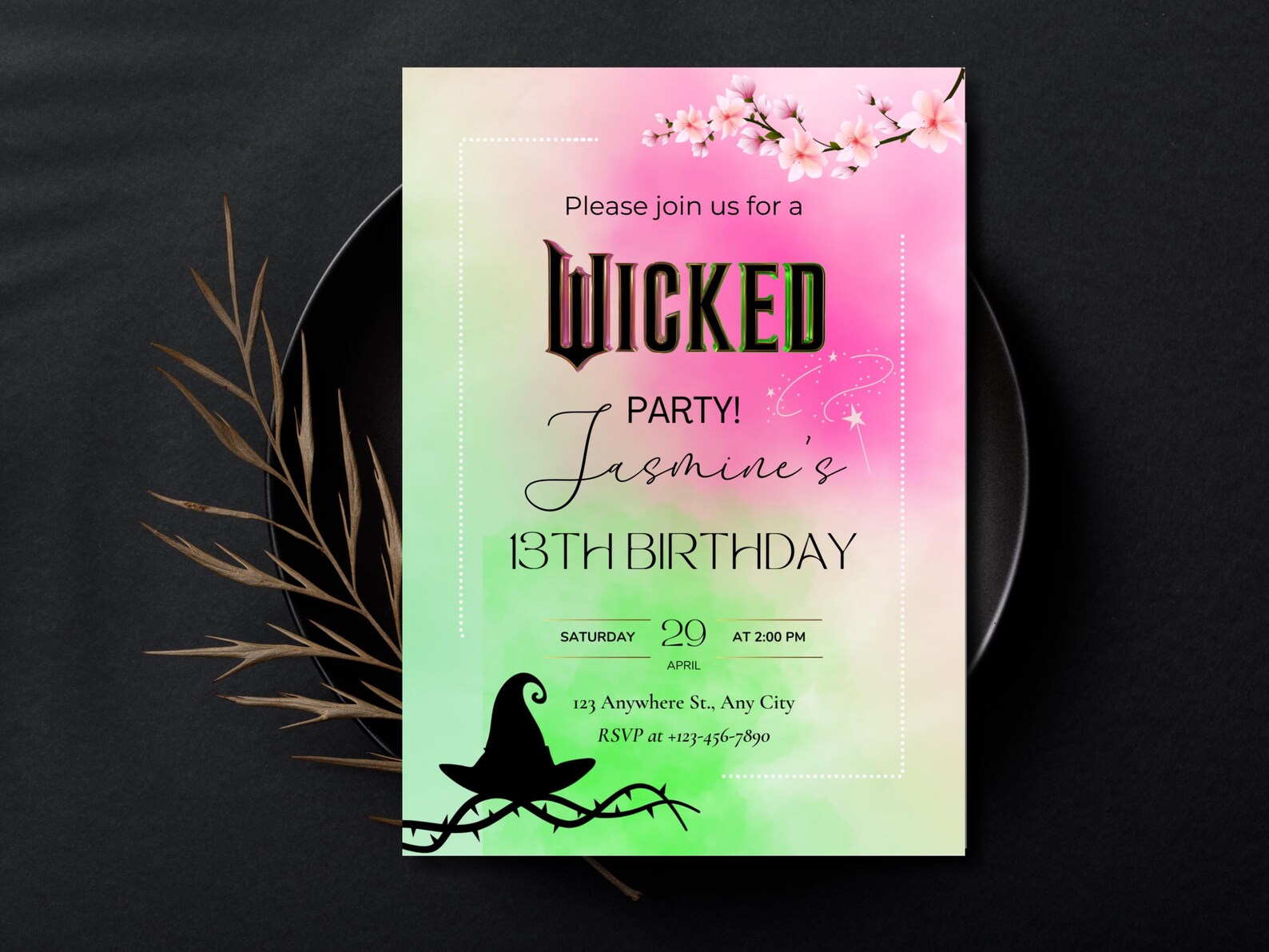 Wicked Movie Birthday Party Invitation, Wicked Editable Birthday Party ...