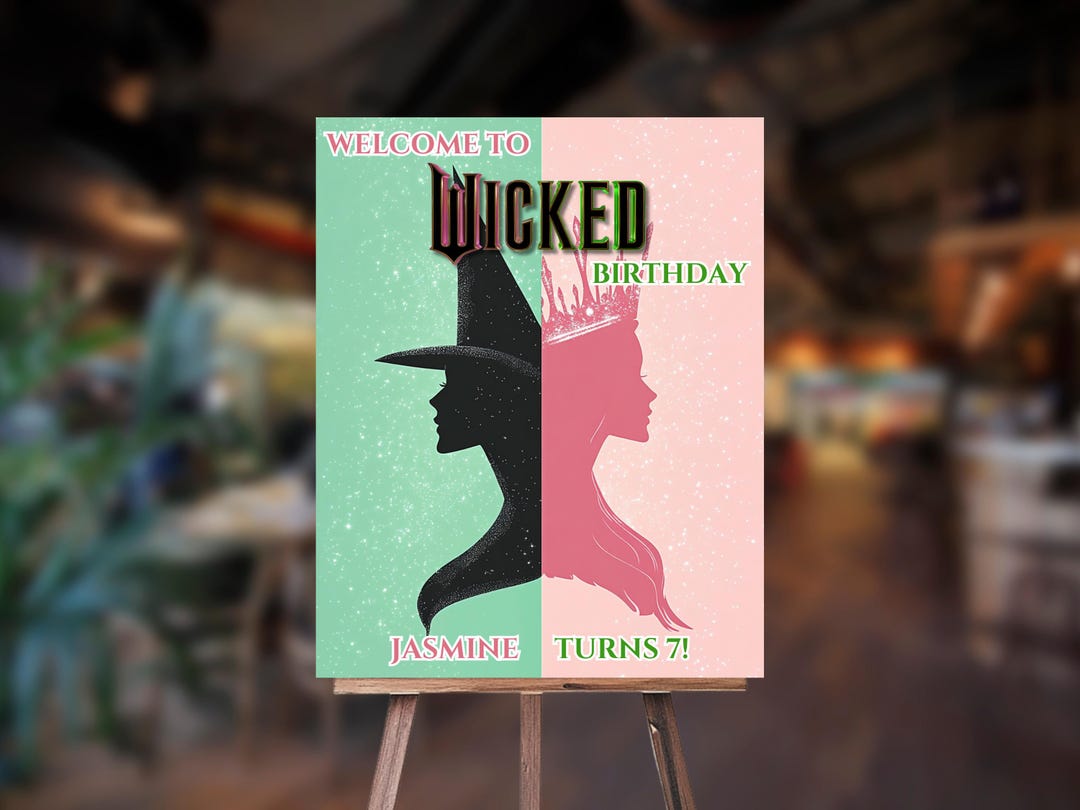 Wicked Birthday Welcome Sign | Wicked Theme Welcome Sign, Editable ...
