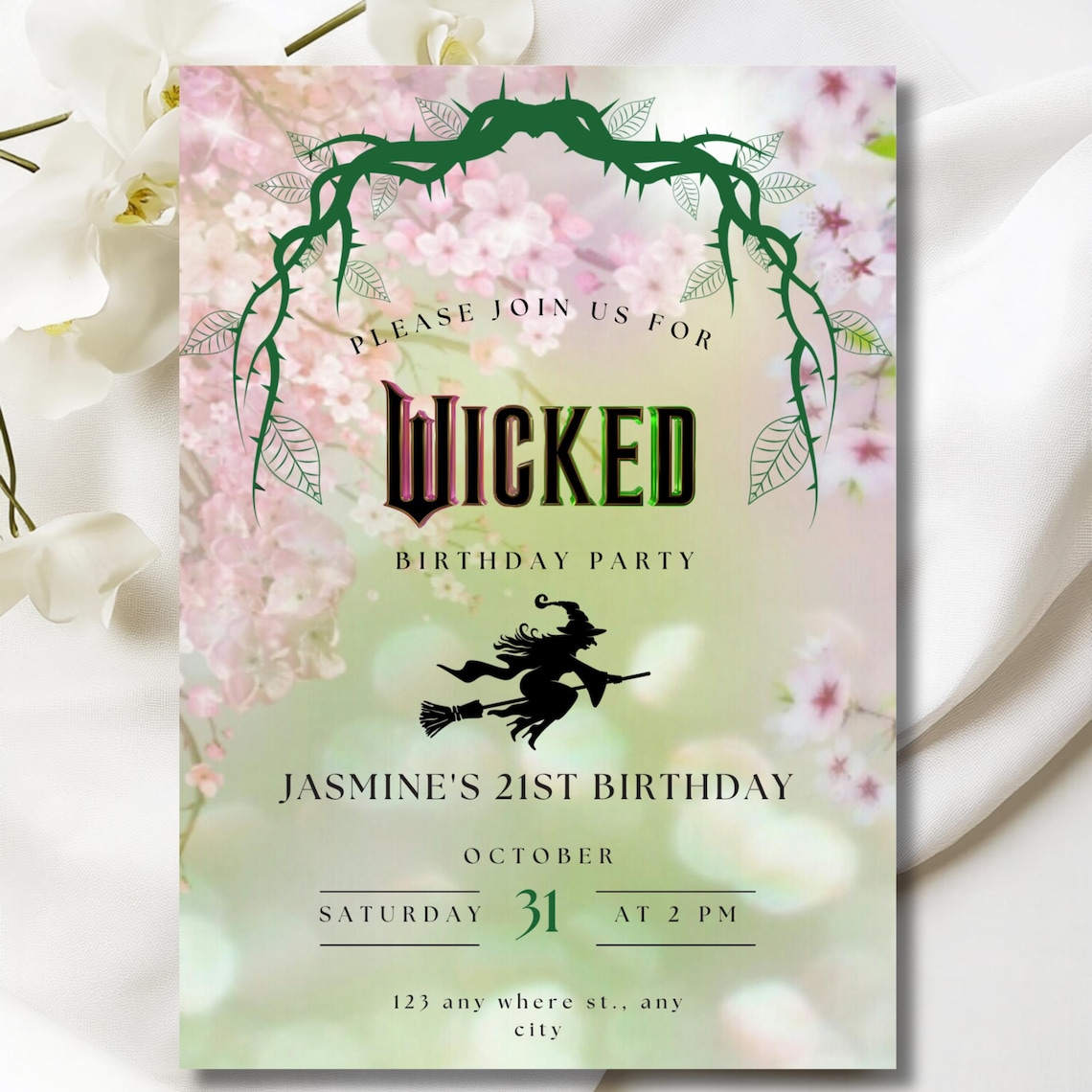 Wicked Movie Birthday Party Invitation, Wicked Editable Birthday Party ...