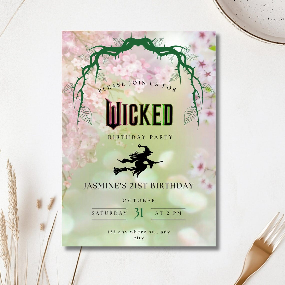 Wicked Movie Birthday Party Invitation, Wicked Editable Birthday Party ...