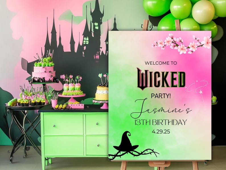 Wicked Birthday Welcome Sign, Wicked Theme Birthday Welcome Sign ...