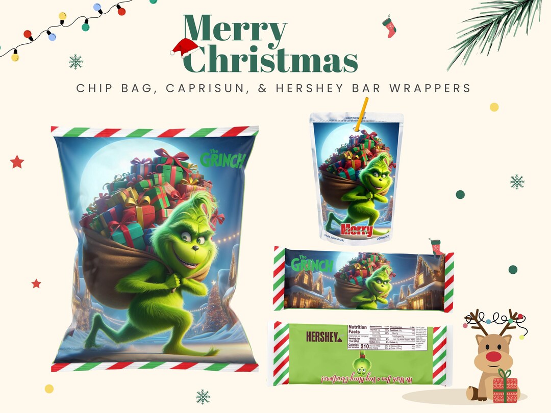 The Grinch Christmas Bundle: Grinch Chip Bag, Grinch Caprisun & Grinch ...
