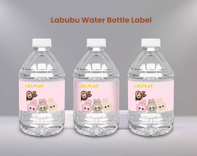 Labubu Birthday Mini Water Bottle Label | Labubu Water Bottle Template ...