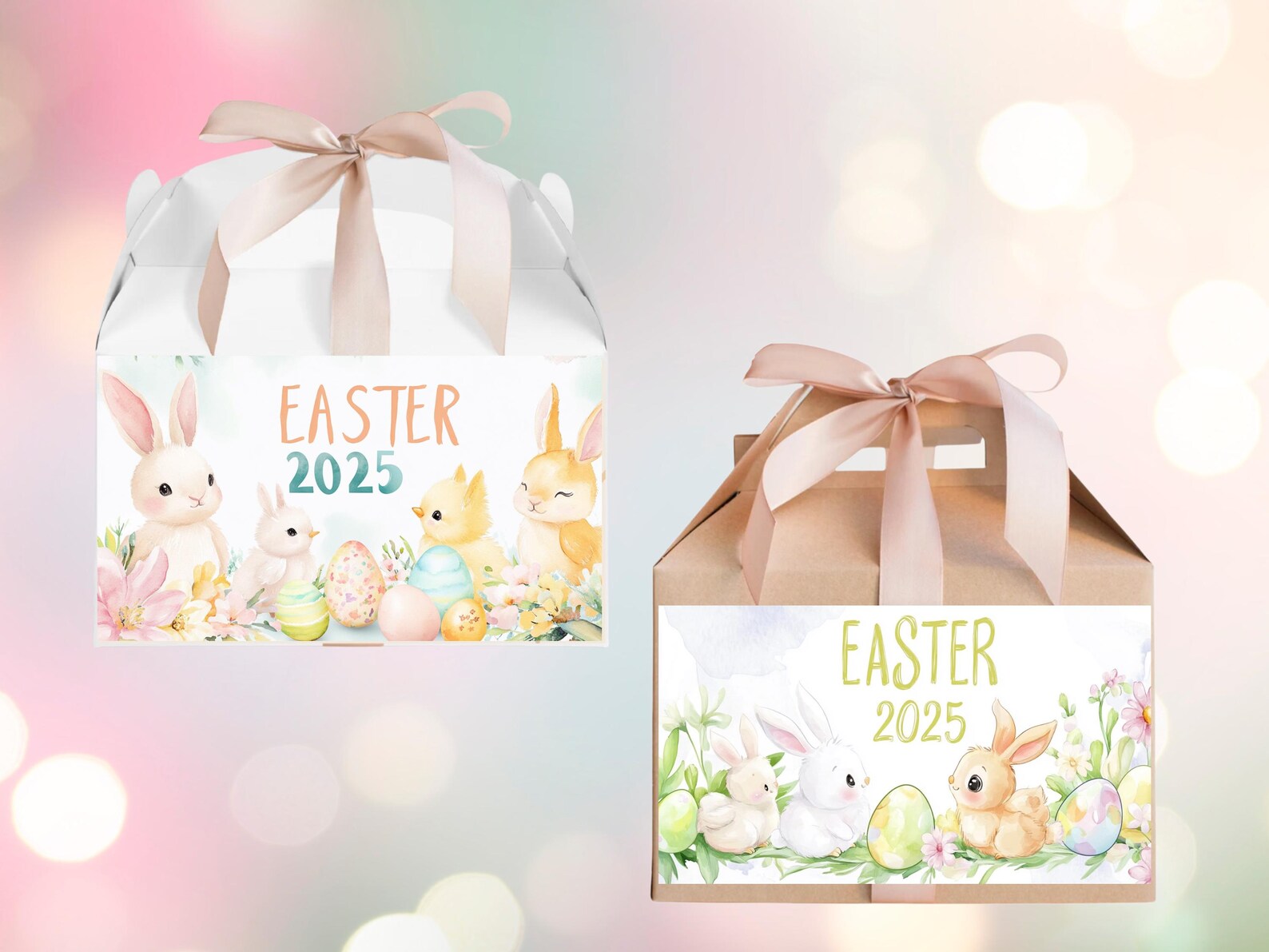 Easter 2025 Gable Box Label | Easter 2025 Party Favor | Easter 2025 PDF Template Gable Box ...