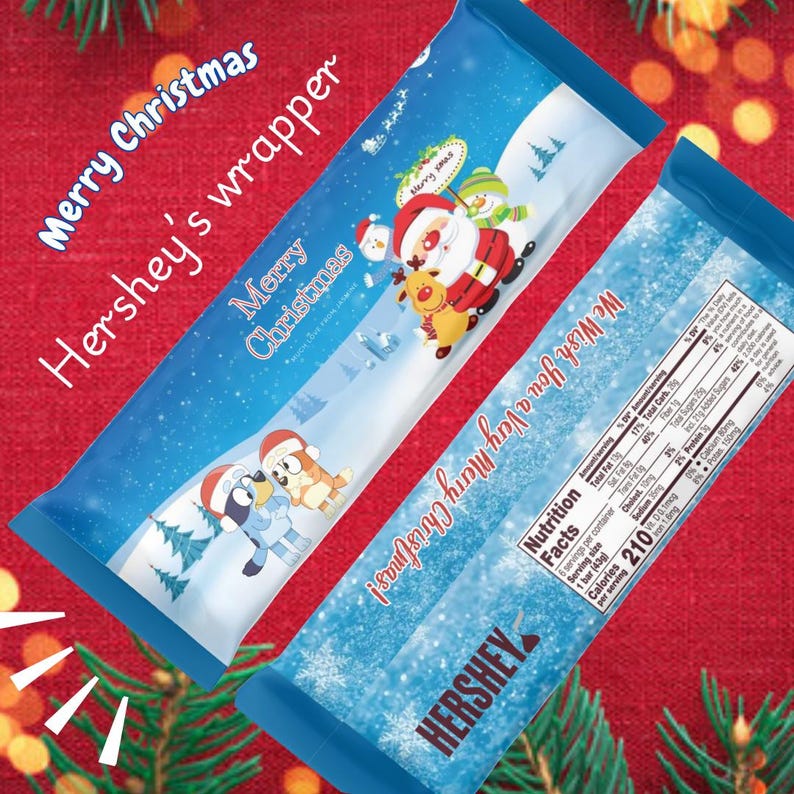 Christmas Bluey Hershey's Bar Wrapper Template Digital Download - Etsy