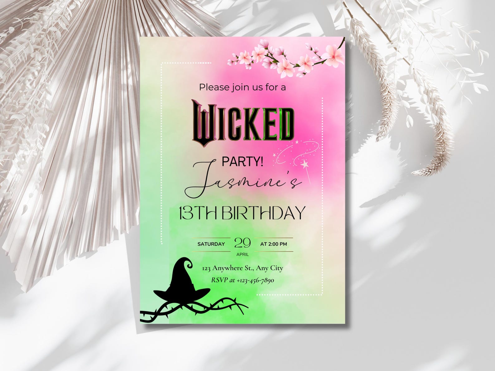 Wicked Movie Birthday Party Invitation, Wicked Editable Birthday Party ...