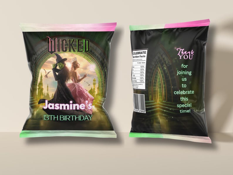 Wicked Birthday Chip Bag Template, Wicked Theme Birthday Chip Bag ...