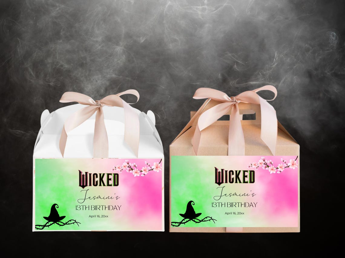 Wicked Birthday Gable Box Label, Wicked Birthday Party Favor, Wicked ...