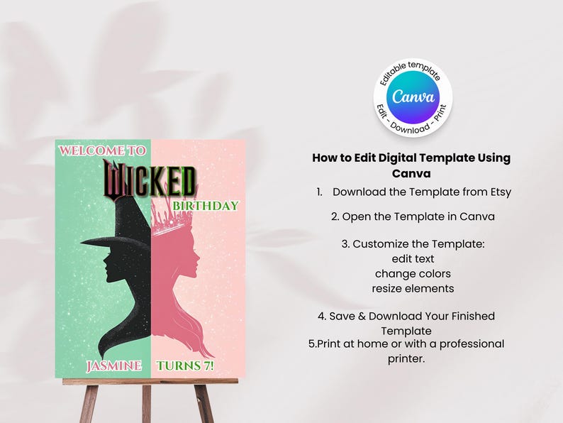 Wicked Birthday Welcome Sign | Wicked Theme Welcome Sign, Editable ...
