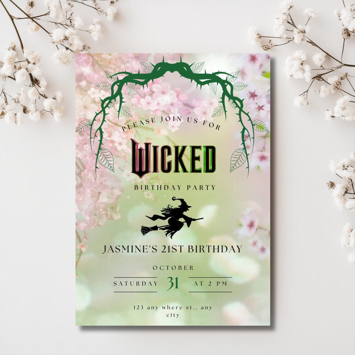 Wicked Movie Birthday Party Invitation, Wicked Editable Birthday Party ...