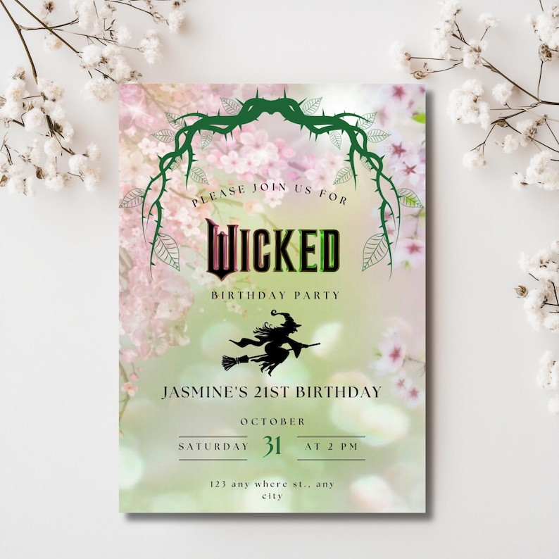 Wicked Movie Birthday Party Invitation, Wicked Editable Birthday Party ...