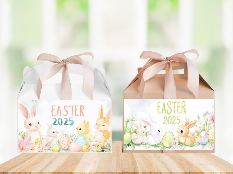 Easter 2025 Gable Box Label | Easter 2025 Party Favor | Easter 2025 PDF Template Gable Box ...