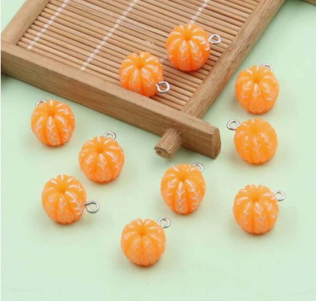 3D Peeled Orange Charms Food Charms Jewelry Diy Realistic Bracelet DIY ...