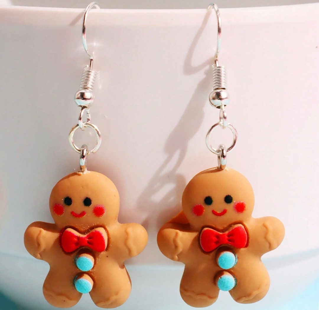 Handmade Gingerbread Man Earrings Dangle Earring Christmas - Etsy
