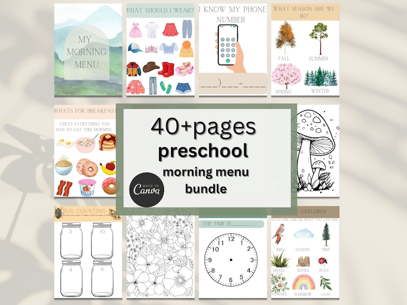 Preschool Morning Menu Printable, Homeschool Morning Menu Worksheets ...