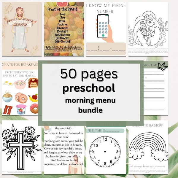 Bible Worksheets Morning Menu - Etsy