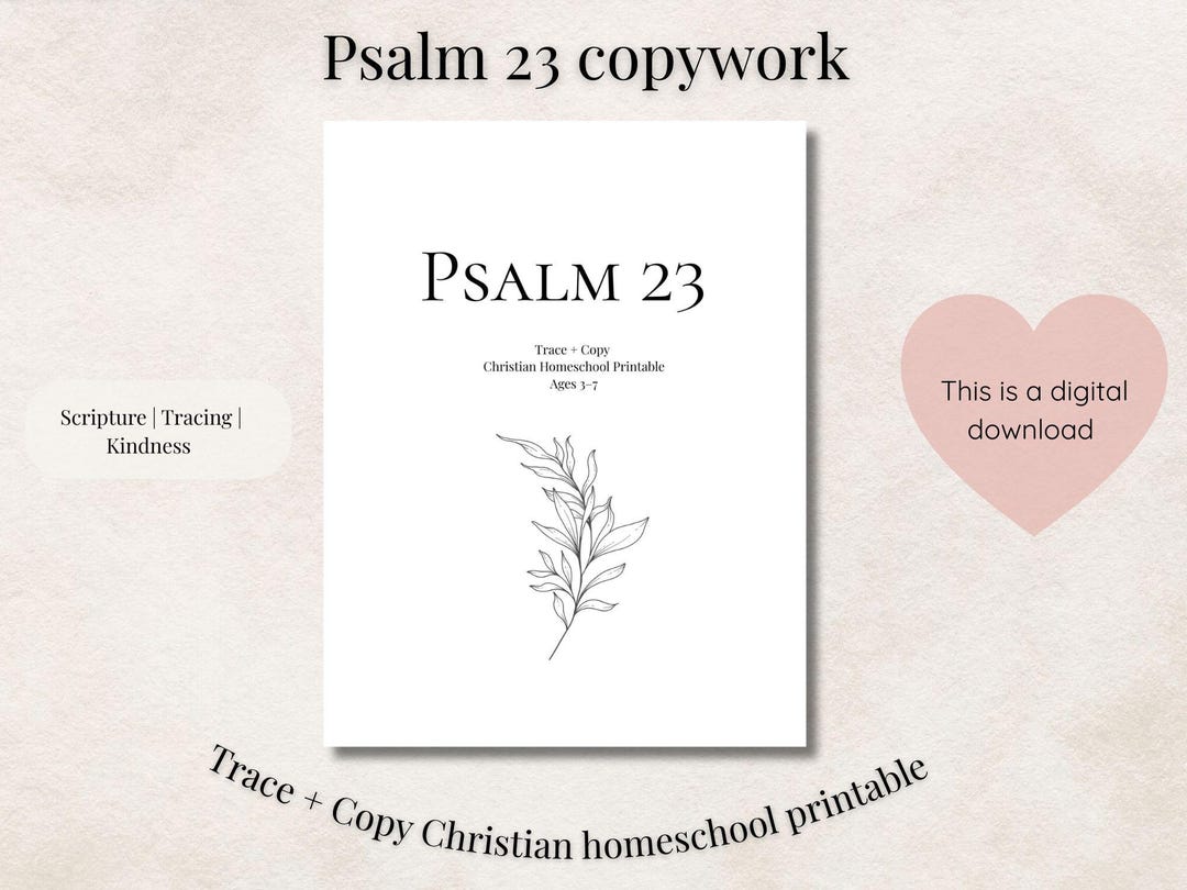 Psalm 23 Copywork Printable | Christian Handwriting Practice for Kids ...