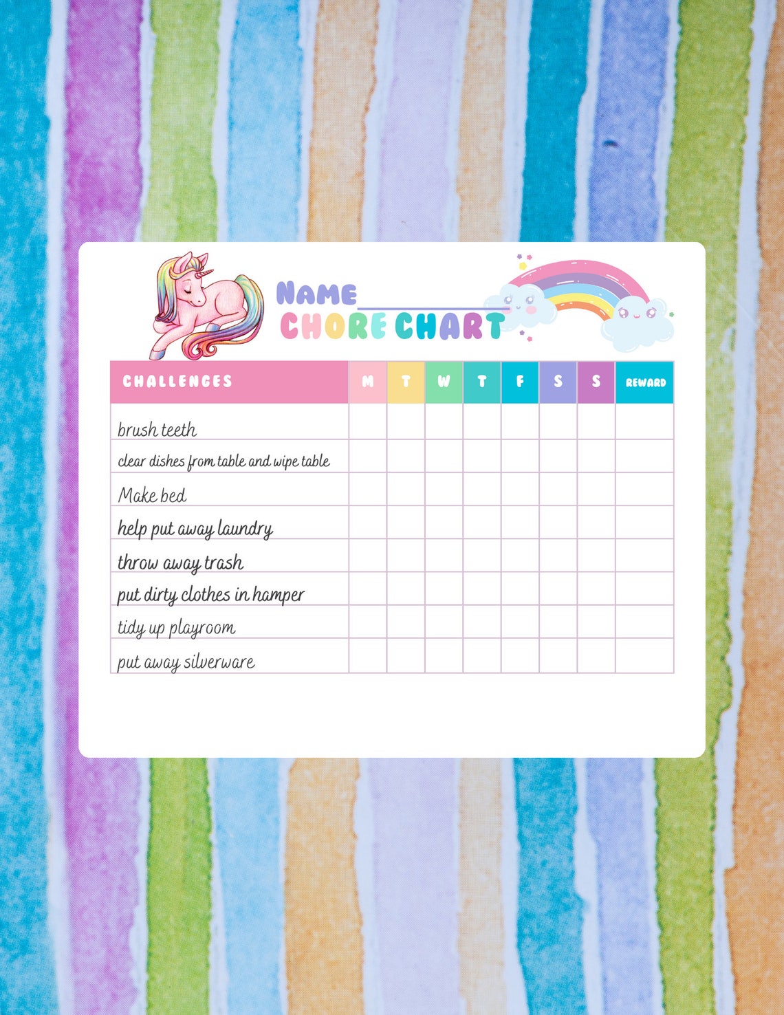 Preschool Chore Chart Printable, Responsibility Chart, Kids Weekly ...