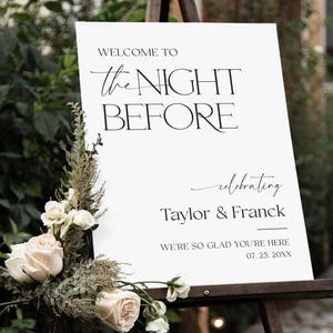 The Night Before Welcome Sign, Rehearsal Dinner Welcome Sign Template ...