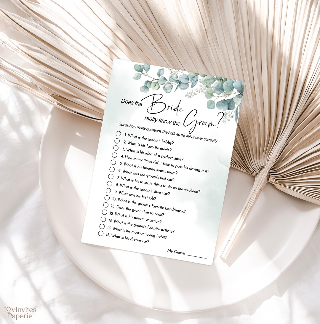 Does the Bride Really Know the Groom Game, How Well Does the Bride Know ...