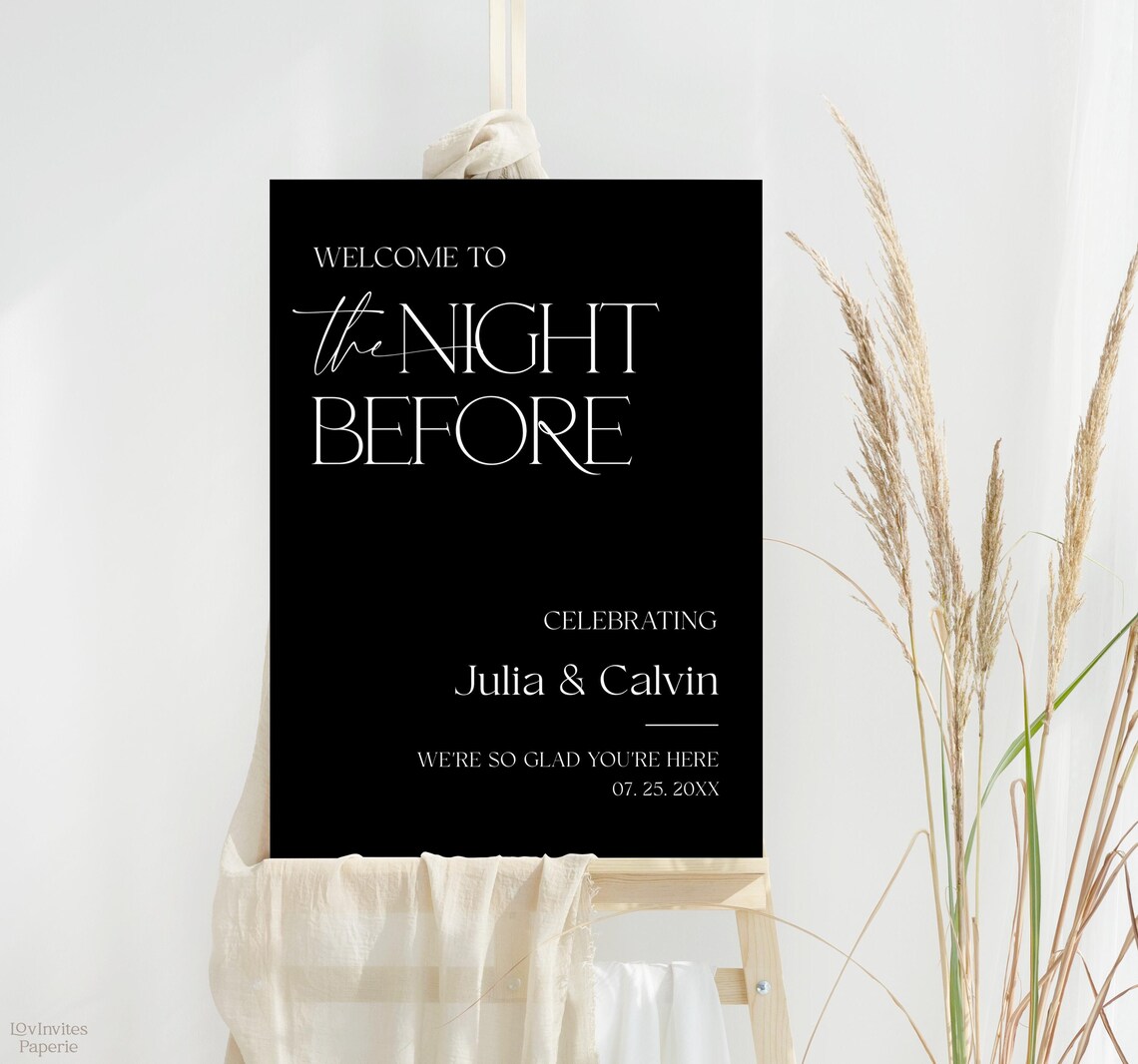 The Night Before Welcome Sign, Rehearsal Dinner Welcome Sign Template ...
