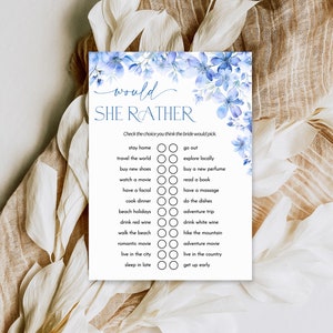 Would the Bride Rather Game, Would She Rather Editable Template, Floral ...