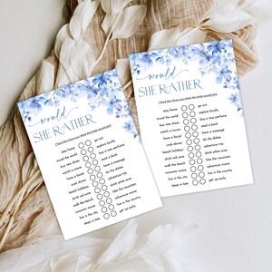 Would the Bride Rather Game, Would She Rather Editable Template, Floral ...