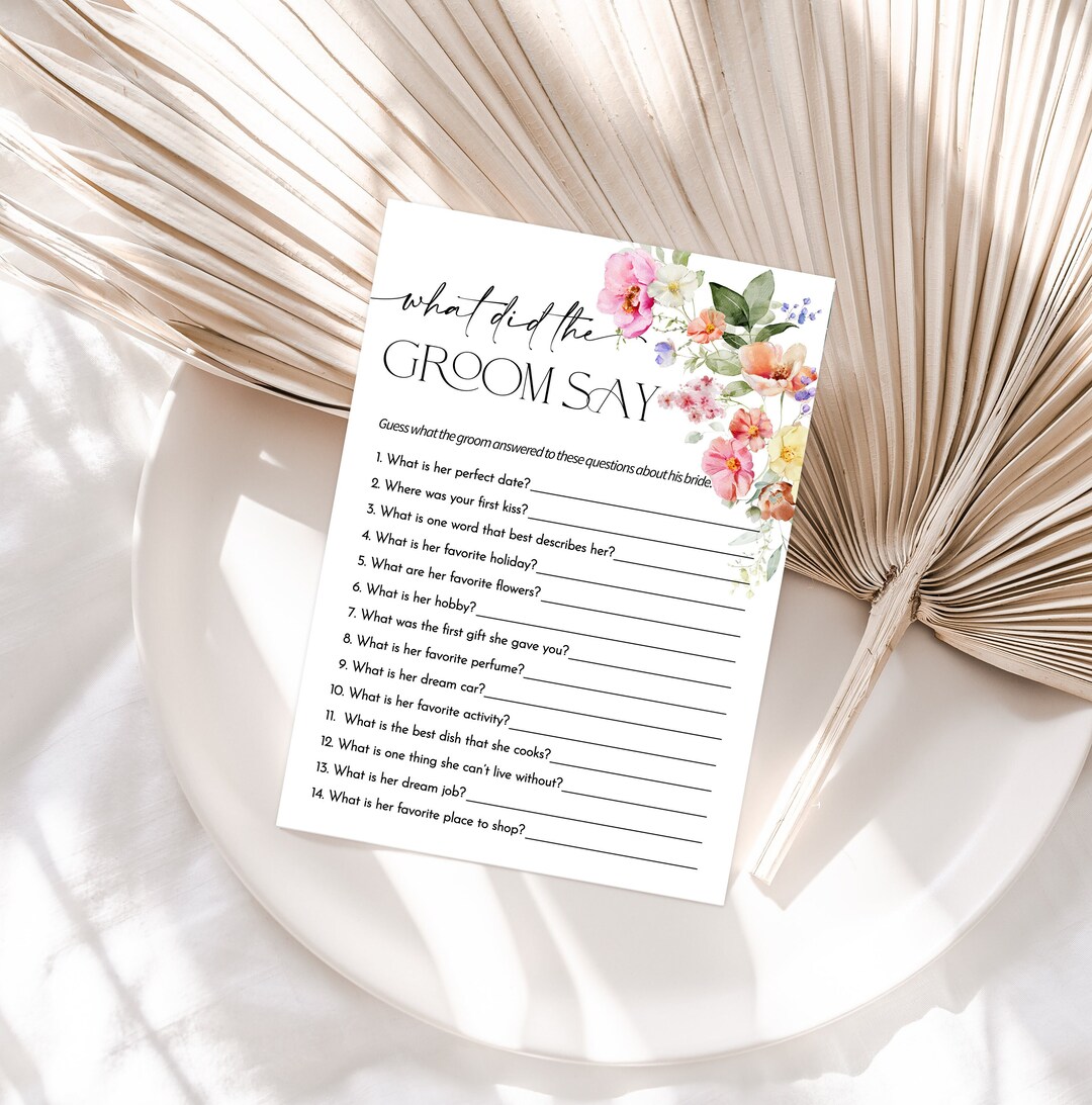 What Did the Groom Say Game, Bridal Shower Game Printable Template ...