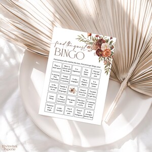 Find the Guest Bingo Bridal Shower Game Wildflowers, Autumn Wedding ...