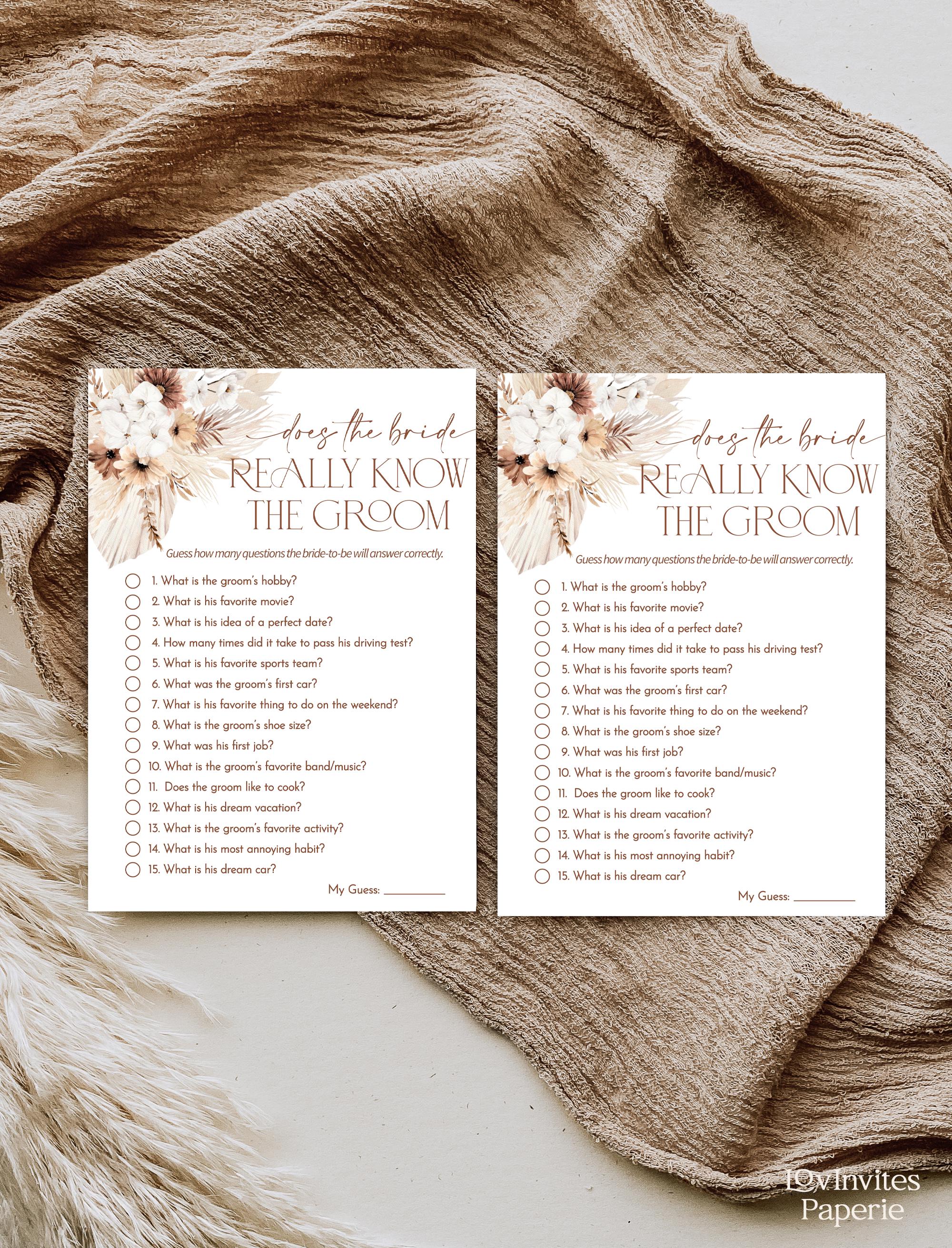 Does the Bride Really Know the Groom Game, How Well Does She Know the ...