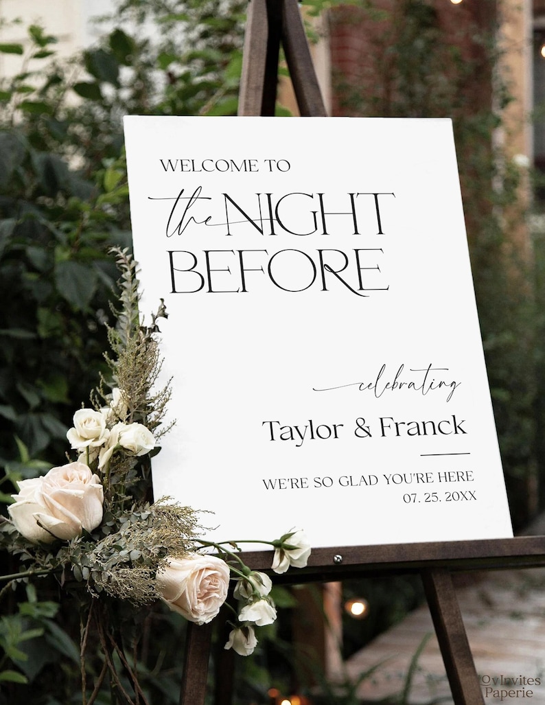 The Night Before Welcome Sign, Rehearsal Dinner Welcome Sign Template ...