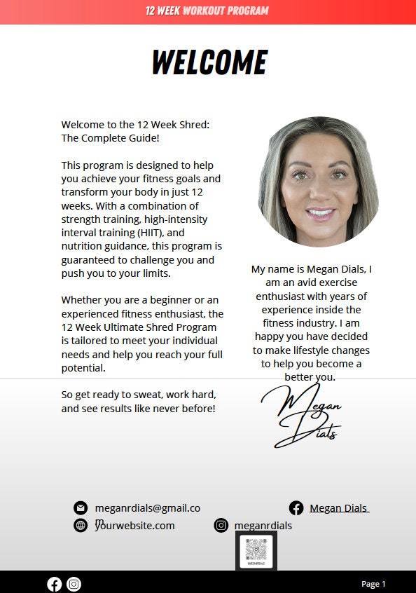12 Week Workout Program - Etsy
