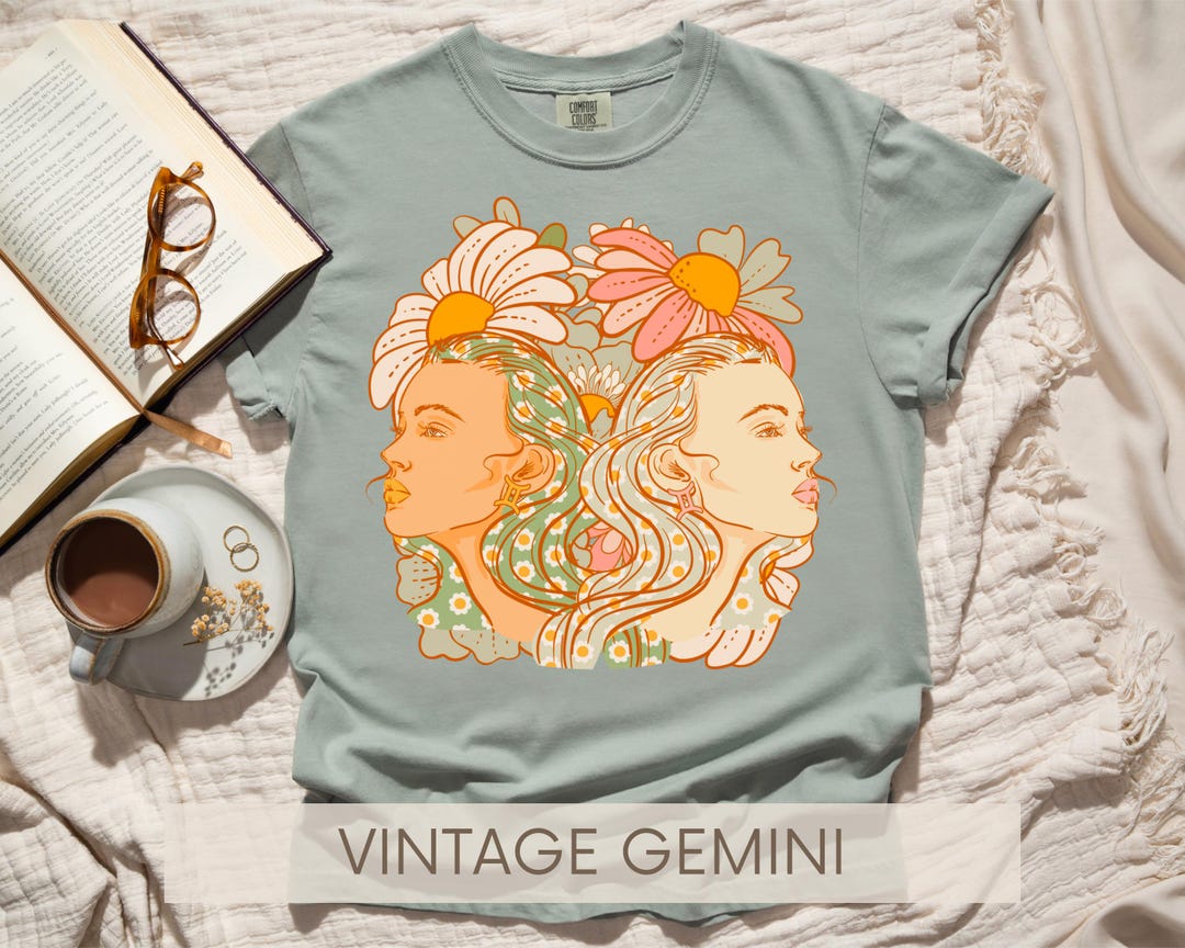 Vintage Gemini Zodiac Shirt Retro Gemini Horoscope T Shirt Gemini ...