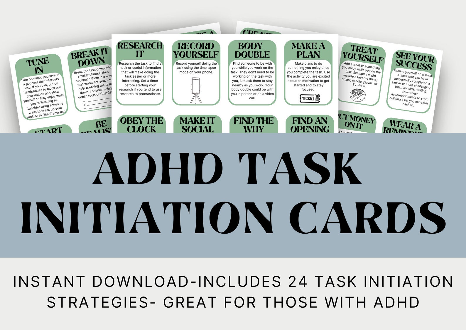 24 ADHD Task Initiation Cards - Etsy