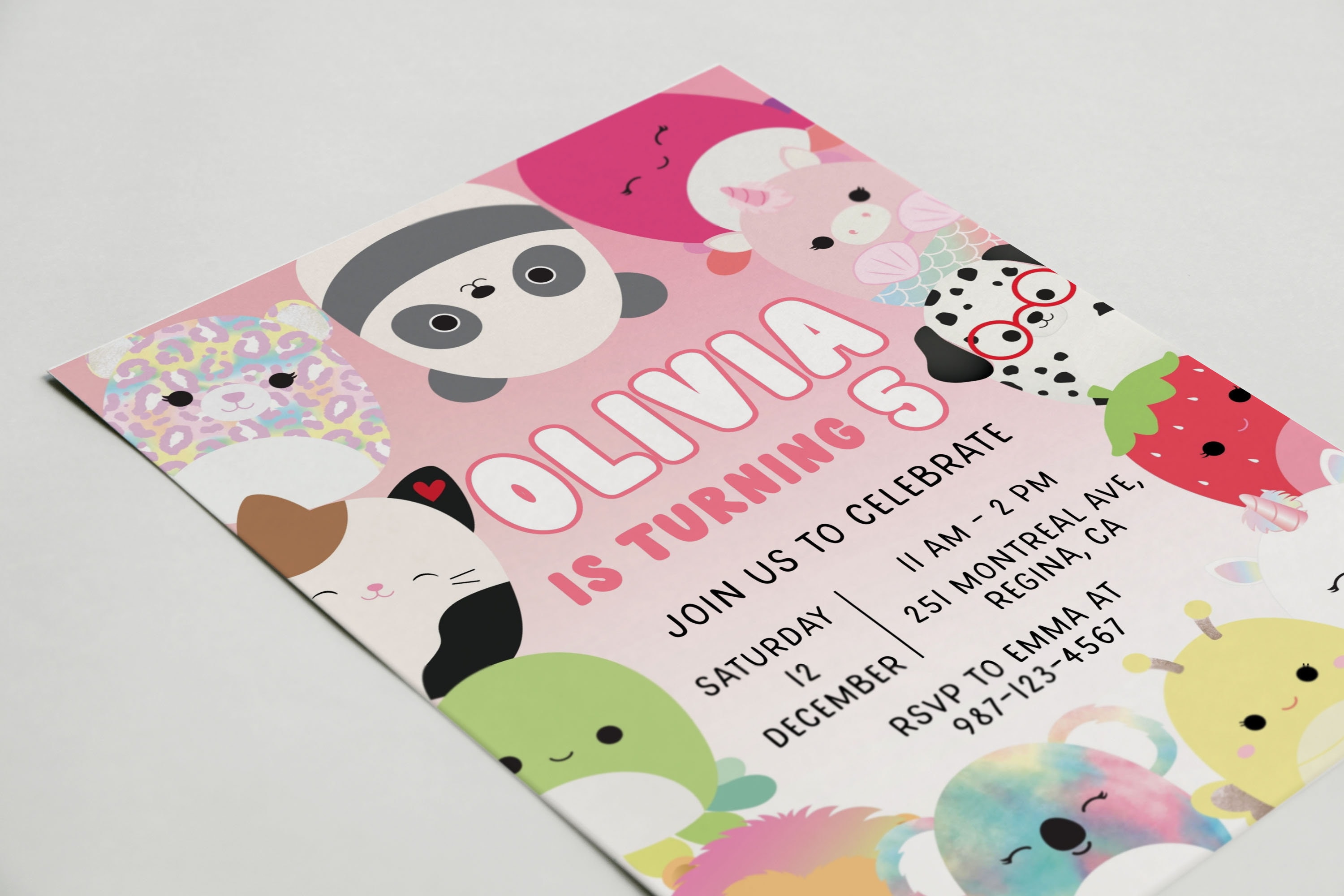Editable Squishmallow Invitation Printable Squish Birthday Invitation ...