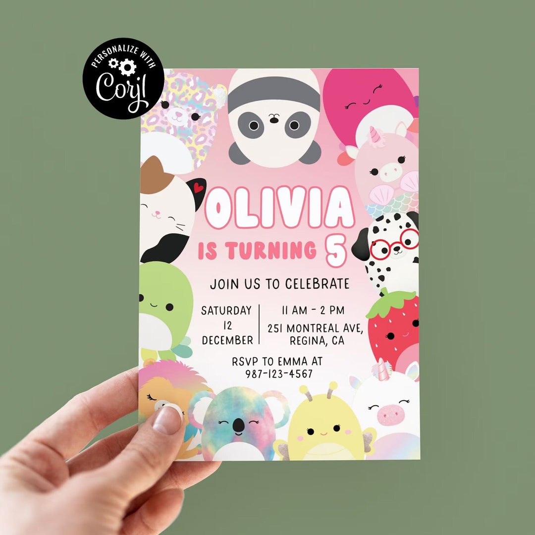 Editable Squishmallow Invitation Printable Squish Birthday Invitation ...