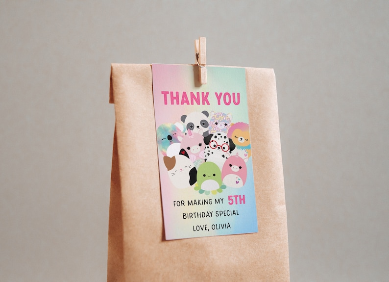 Editable Squishmallow Gift Tag Printable Squish Birthday Tg Girl ...