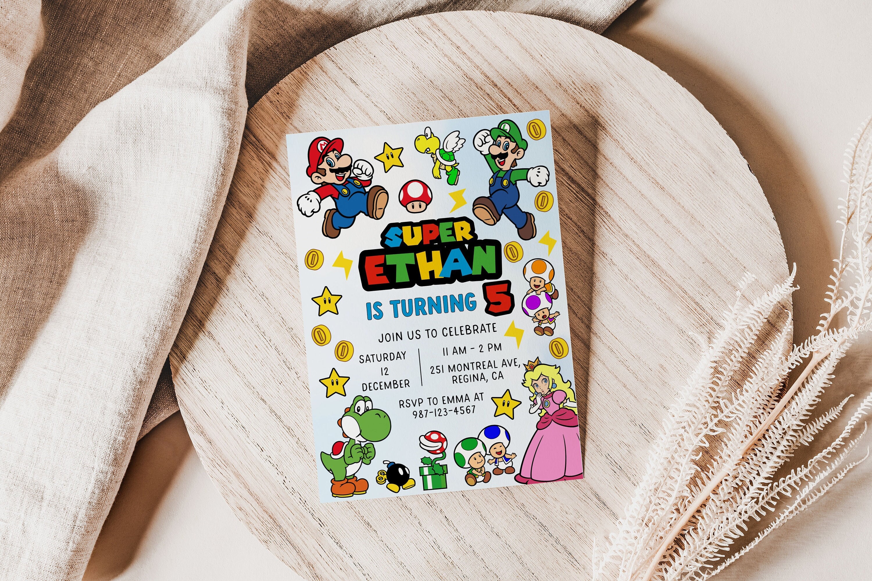 Editable Mario Bros Invitation Super Mario Birthday Invitation Super ...