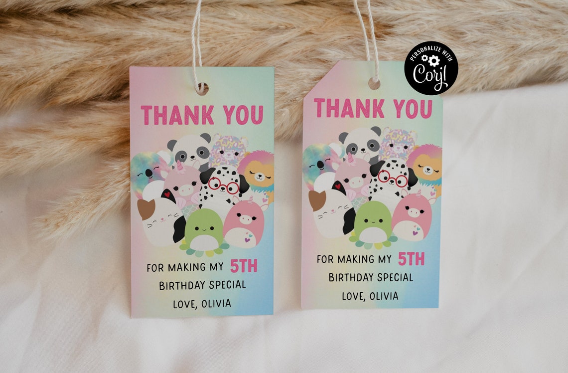 Editable Squishmallow Gift Tag Printable Squish Birthday Tg Girl ...