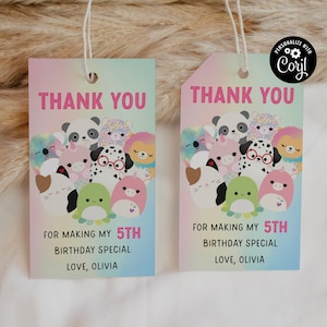 Editable Squishmallow Gift Tag Printable Squish Birthday Tg Girl ...